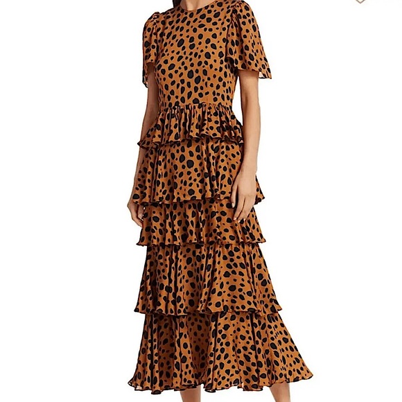 RHODE | Dresses | New Rhode Serena Leopard Animal Print Tiered Dress L ...
